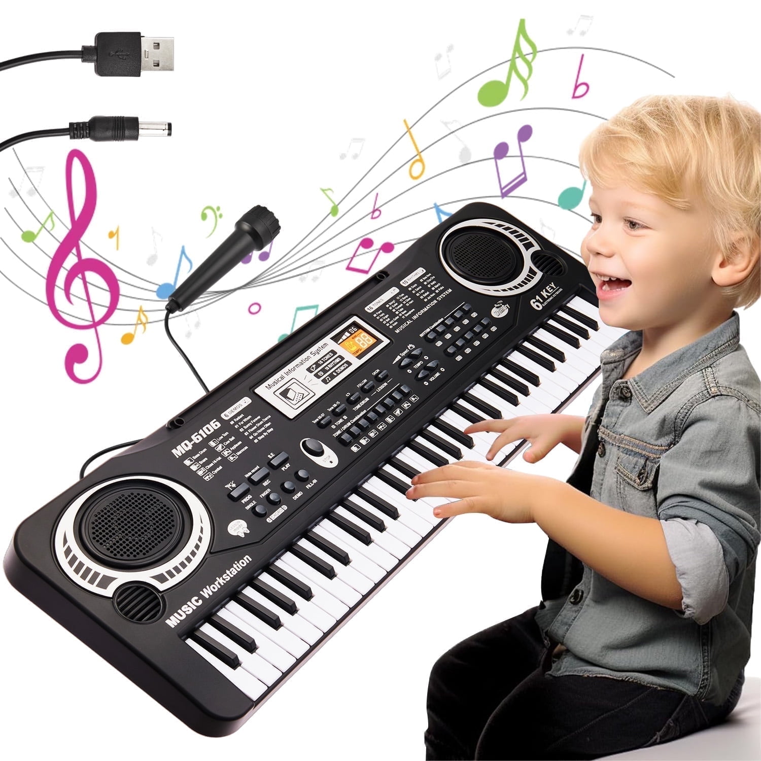 Anpro Baby Piano Toy for Kids, 61Keys Toddlers Musical Piano with ...
