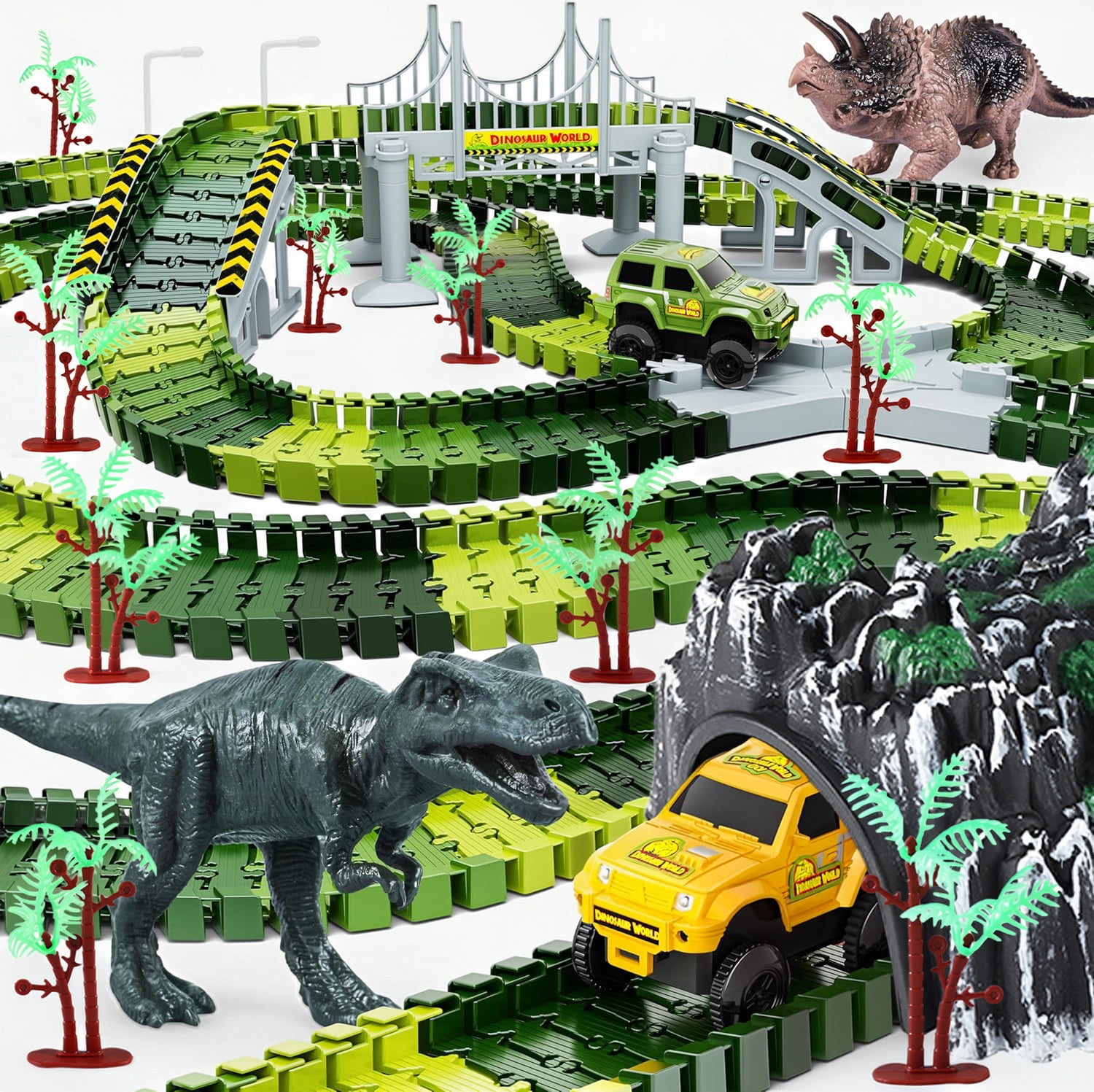 Anpro Dinosaur Toys Race Track Toy Set for Kids, Race Car Track Set ...