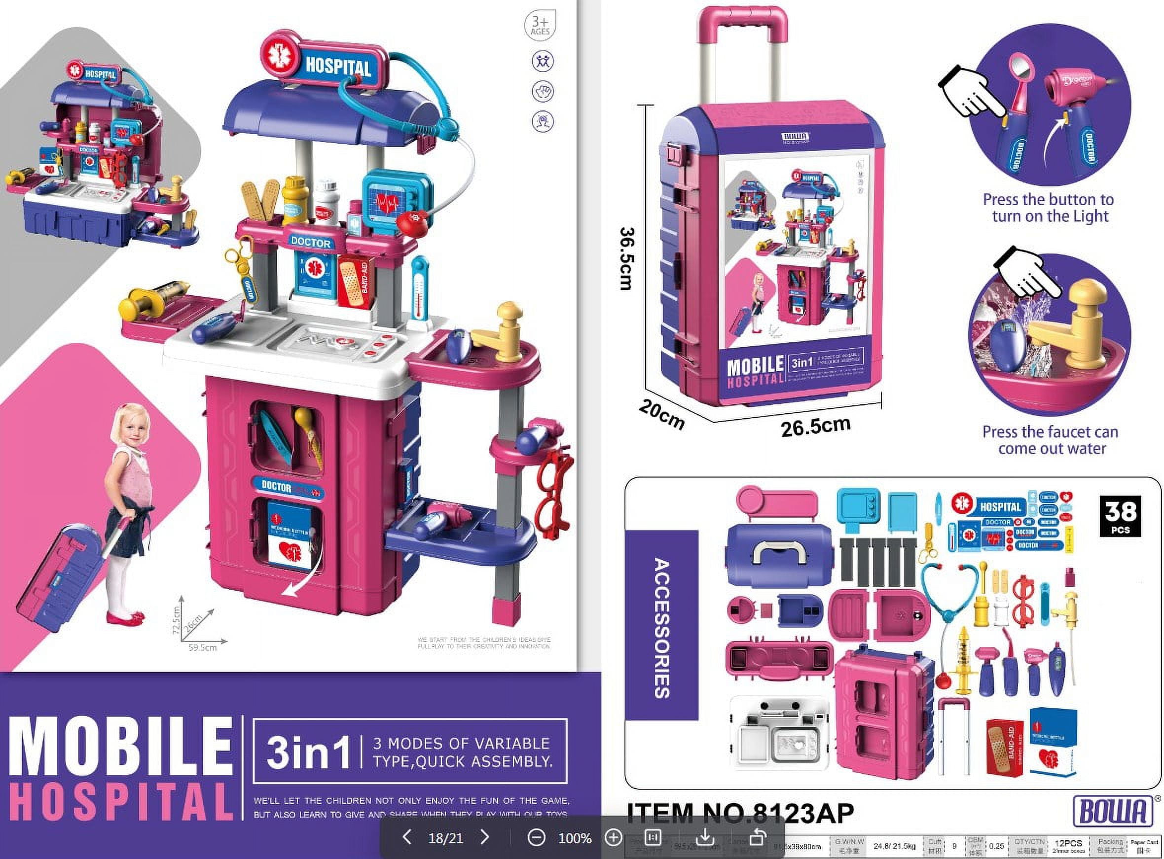 Anpro Doctor Kit for Kids, 3 in 1 Kids Doctor Playset Stethoscope and ...