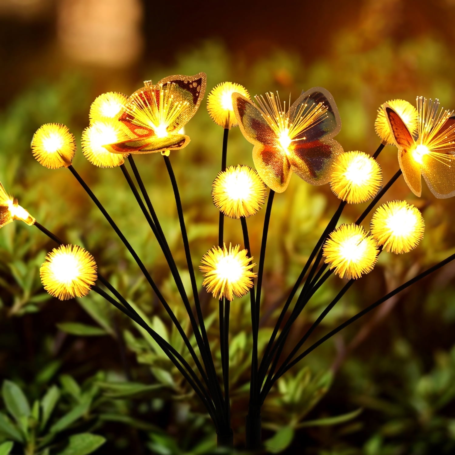 Anpro Solar Powered Yard Decor, Outdoor Dandelion & Butterfly Lights, 2 ...