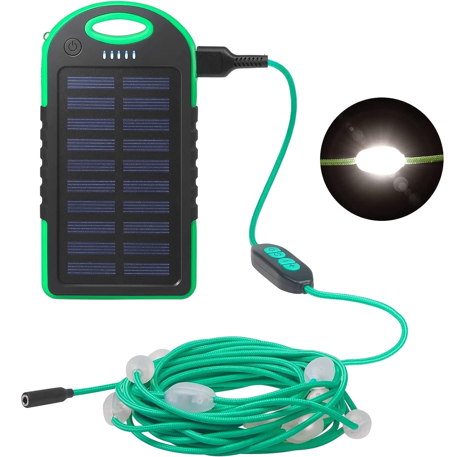 Anpro Outdoor Solar String Lights, 20.5Ft Cord, 12LEDs, Adjustable ...