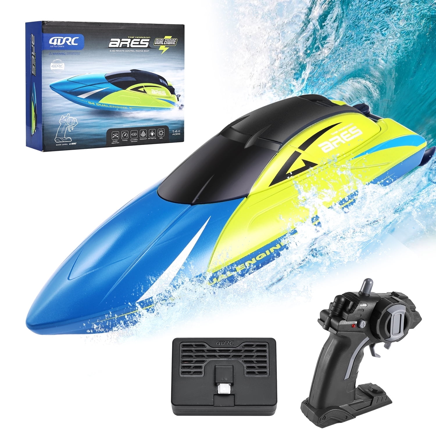 Anpro RC Boat, 2.4G High Speed Waterproof Remote Control Boat for Kids ...