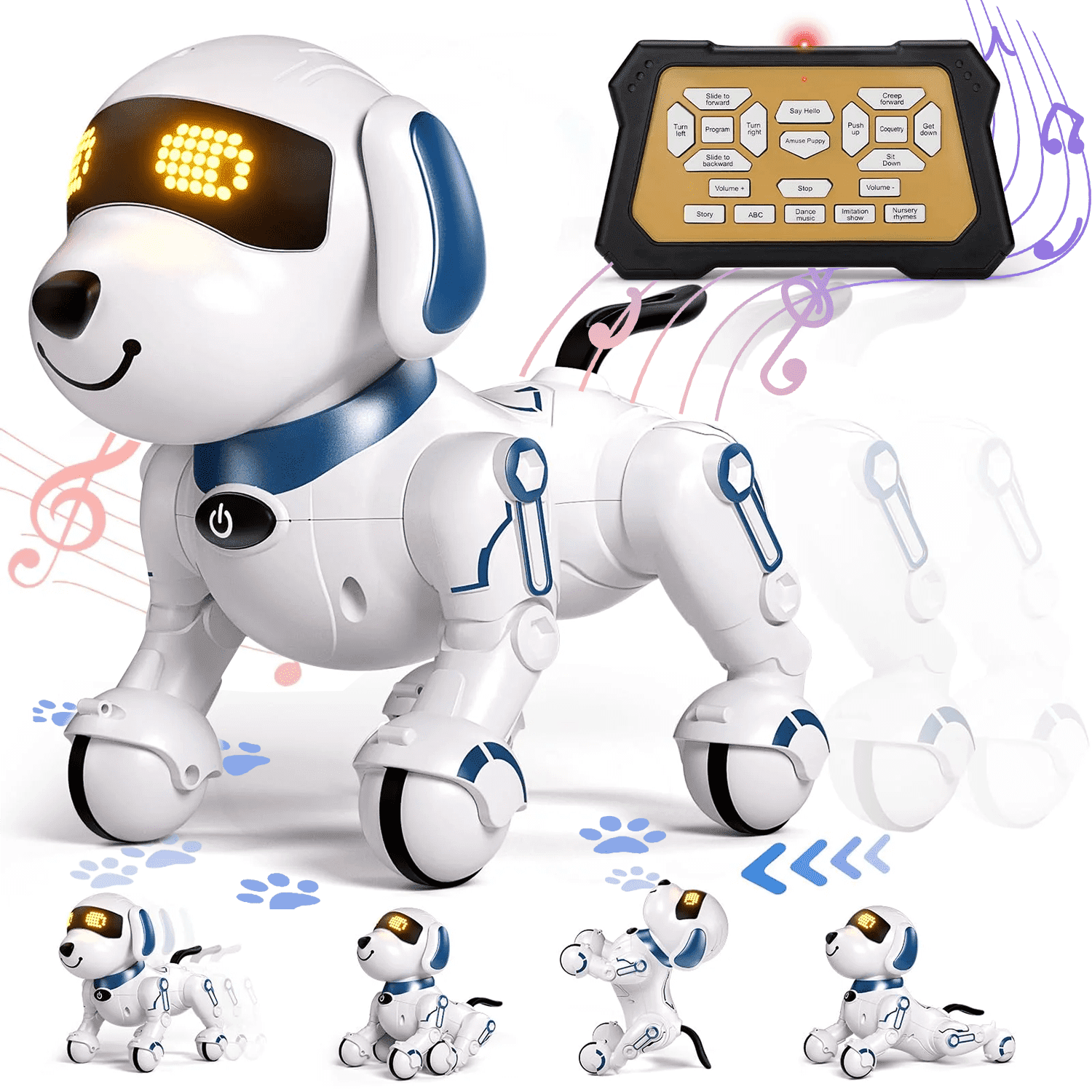 Anpro RC Robot Dog Toy for Kids, Programmable Smart Interactive Robot ...