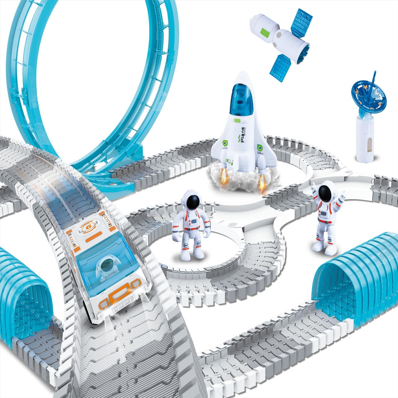 Anpro Space Race Car Track Set for Kids, 233 Pcs STEM Vehicles Set Toy ...