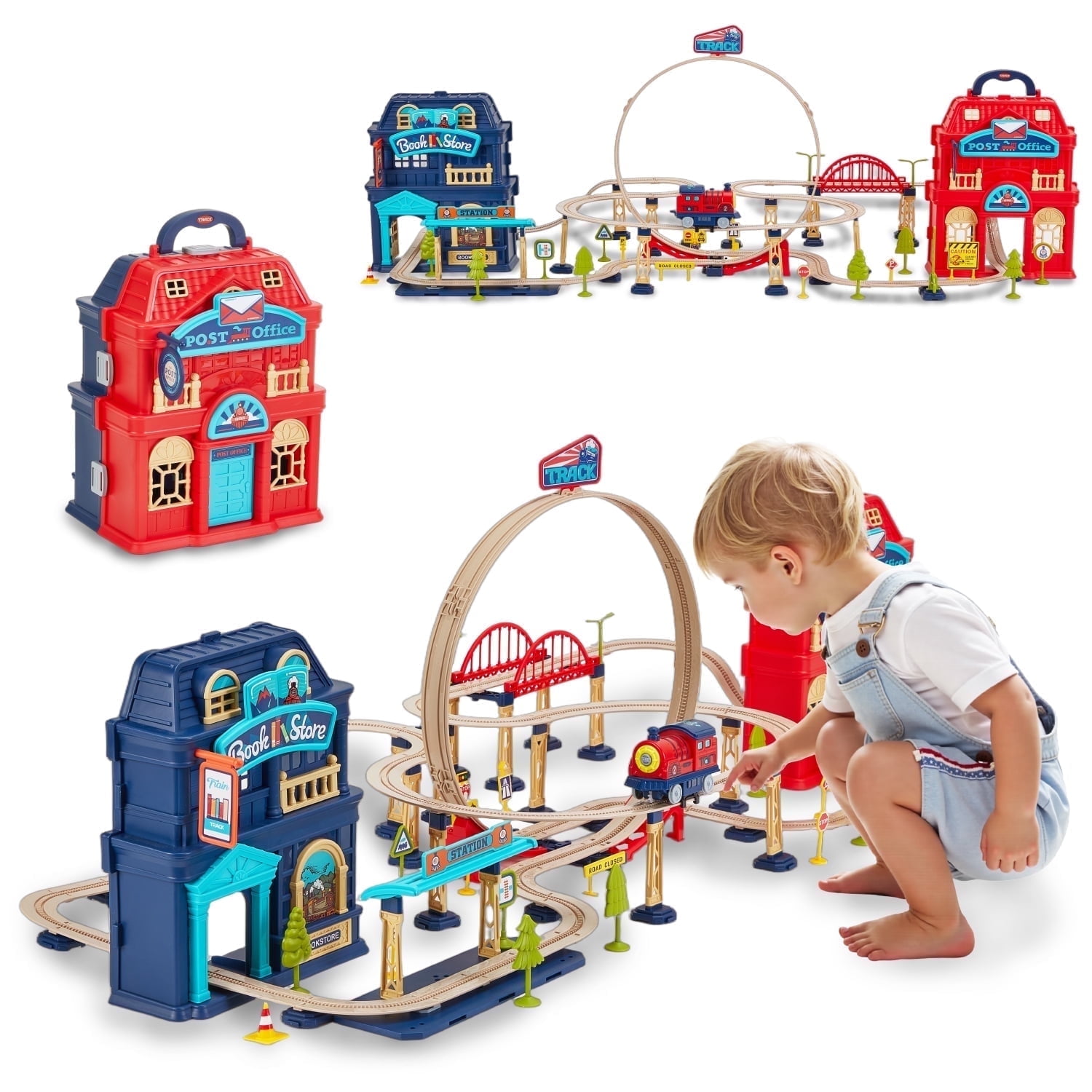 Anpro Train Track Toy Set for Kids, 139pcs City Shop Themed Electric ...