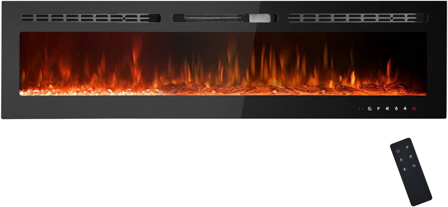 Anpuce 70 inch Ultra-Thin Electric Fireplace Recessed and Wall Mounted ...