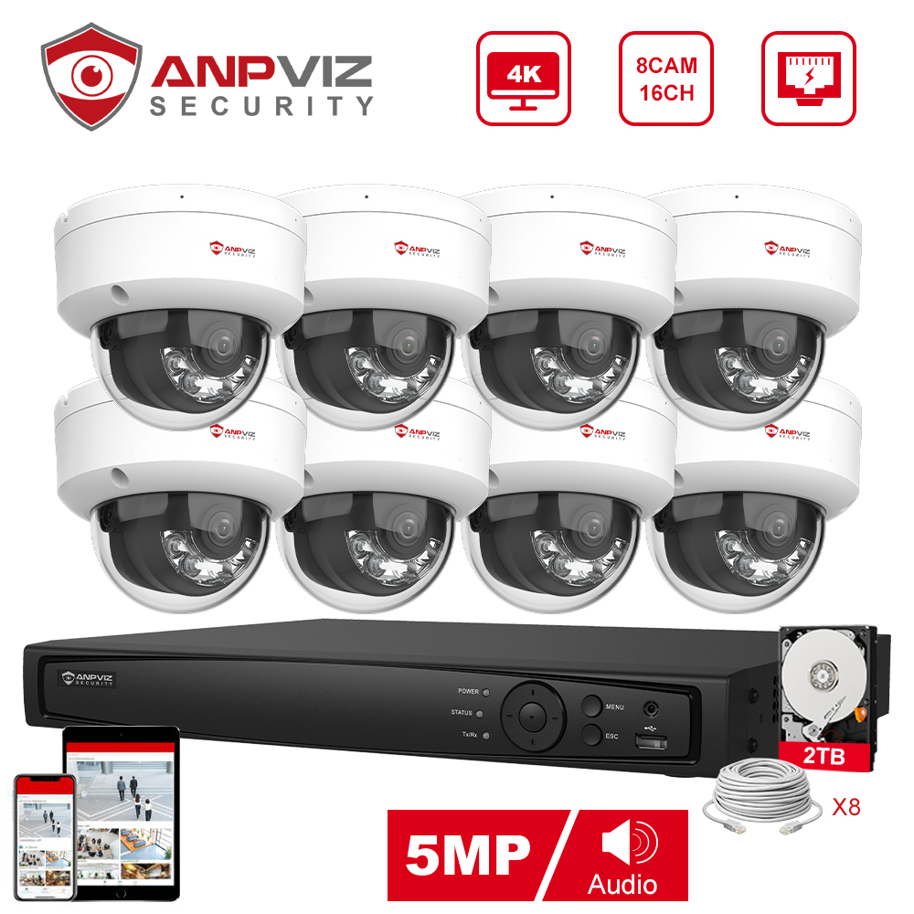 Anpviz 16CH 4K 5MP PoE Home Security Camera System, H.265+ NVR AI CCTV ...