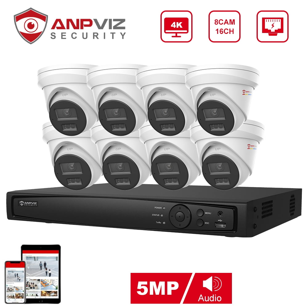 Anpviz 16CH 4K 5MP PoE Home Security Camera System, H.265+ NVR AI CCTV ...