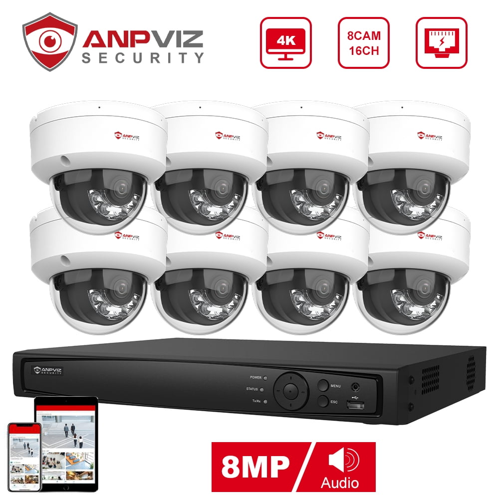 Anpviz 16CH 4K 8MP PoE Home Security Camera System, H.265+ NVR AI CCTV System and 8PCS 8MP ...