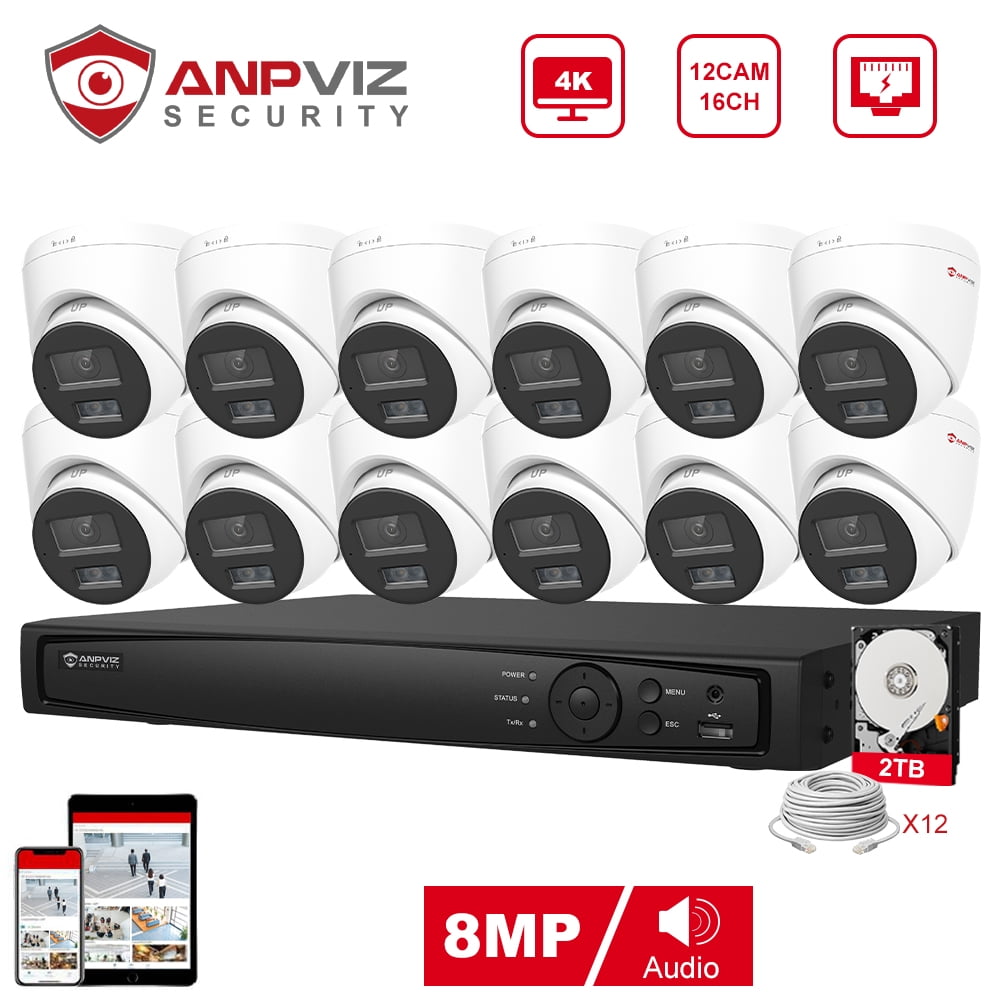 Anpviz 16CH PoE Turret Security Camera System with AI Human/Vehicle ...