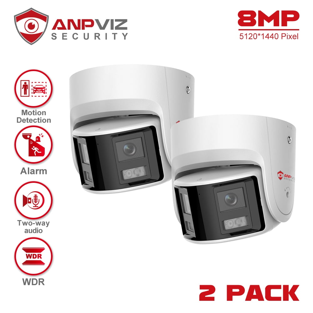 Anpviz 2PCS 8MP PoE Dual-Lens Security Camera, 180°Ultra-Wide, IP67 ...