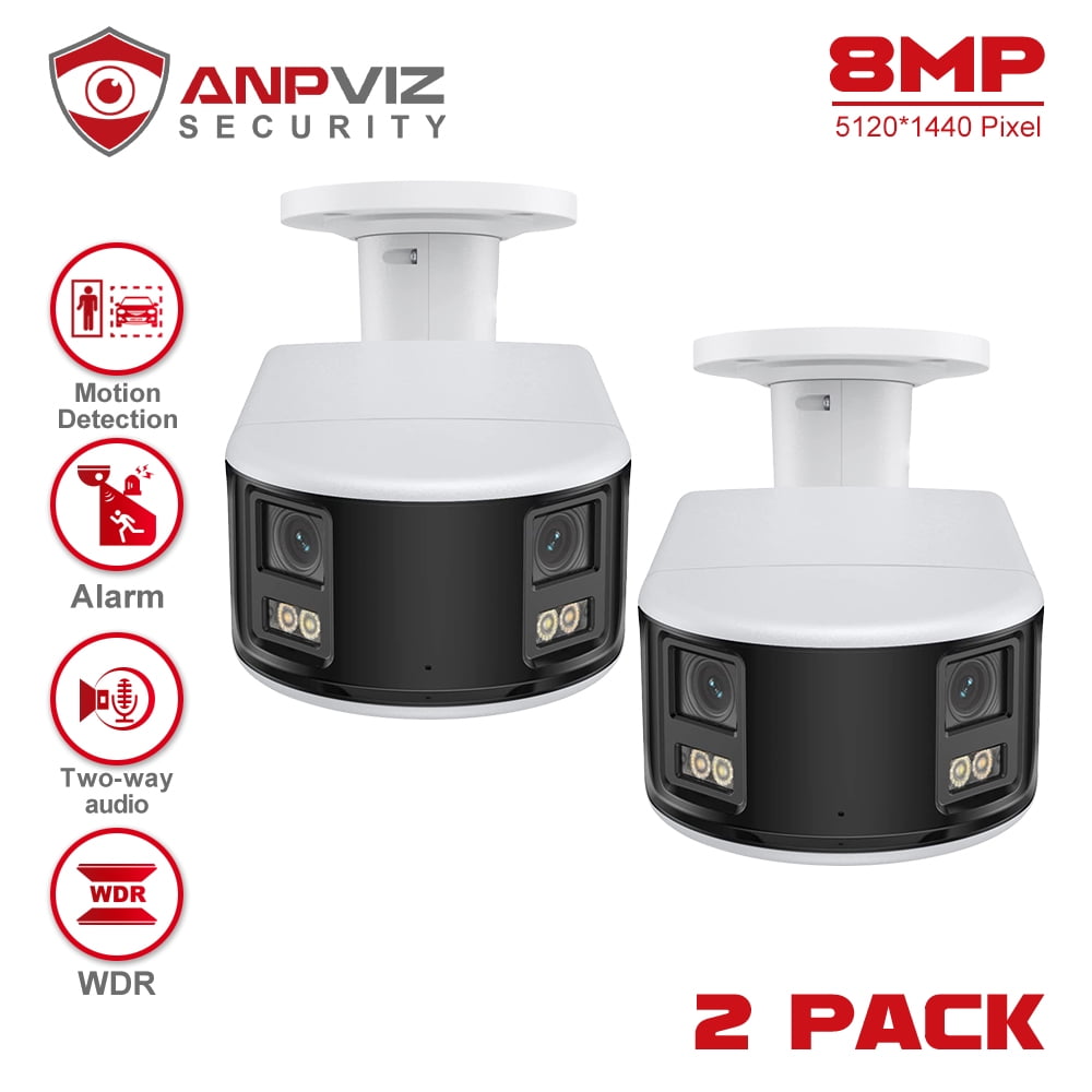 Anpviz 2pcs 8MP PoE Dual-Lens Bullet Security Camera, Panoramic 180 ...