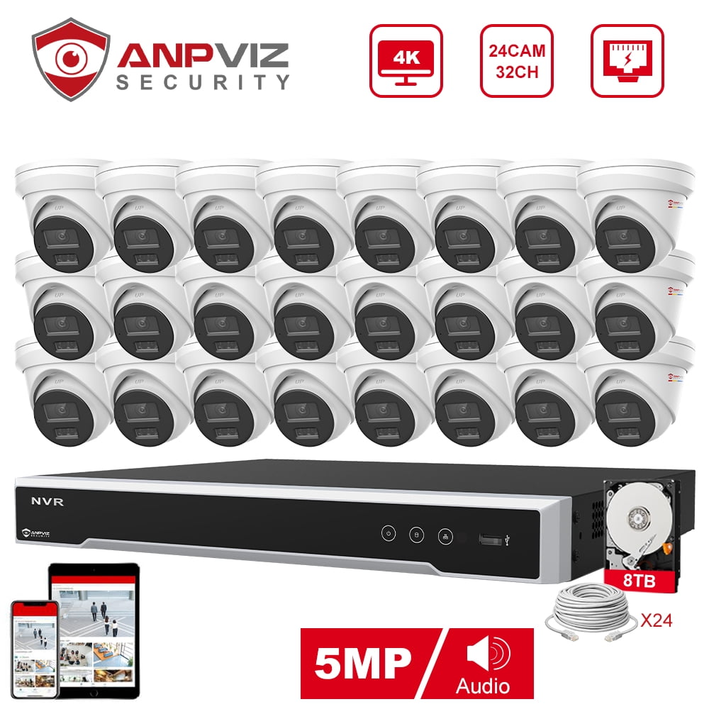 Anpviz 32CH 4K 5MP PoE Home Security Camera System, H.265+ NVR AI CCTV ...