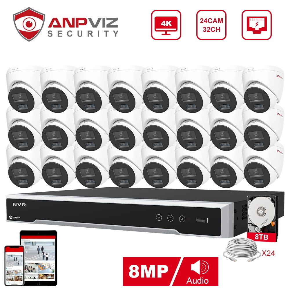Anpviz 32CH 4K 8MP PoE Home Security Camera System, H.265+ NVR AI CCTV ...