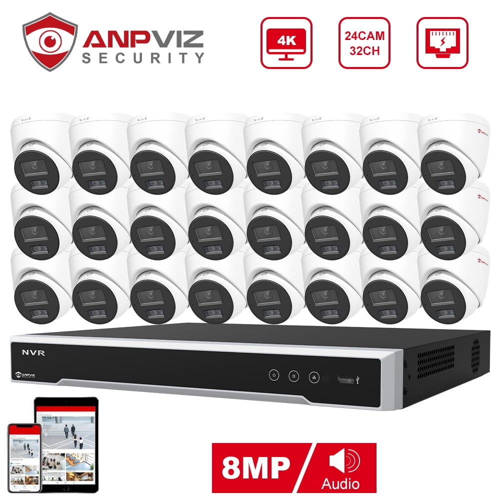Anpviz 32CH 4K 8MP PoE Home Security Camera System, H.265+ NVR AI CCTV ...
