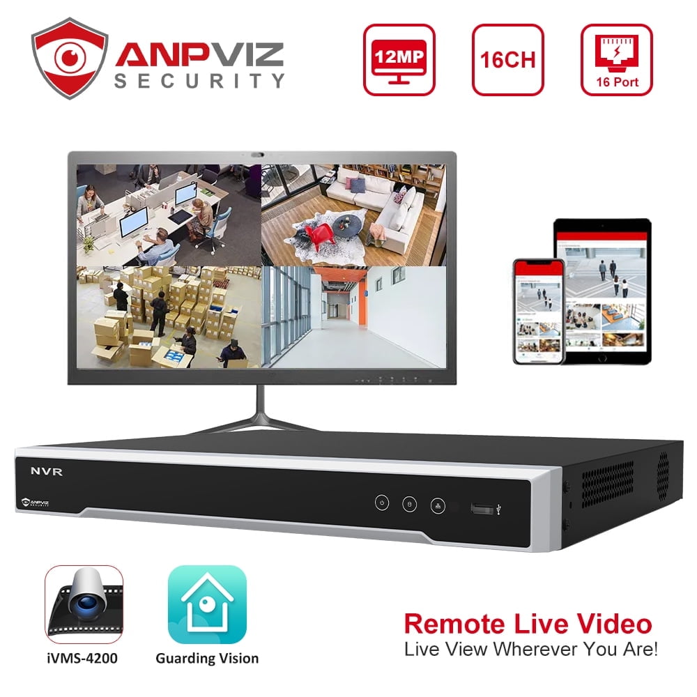 Anpviz 4K 12MP 16CH PoE Network Video Recorder NVR, Embedded Plug ...