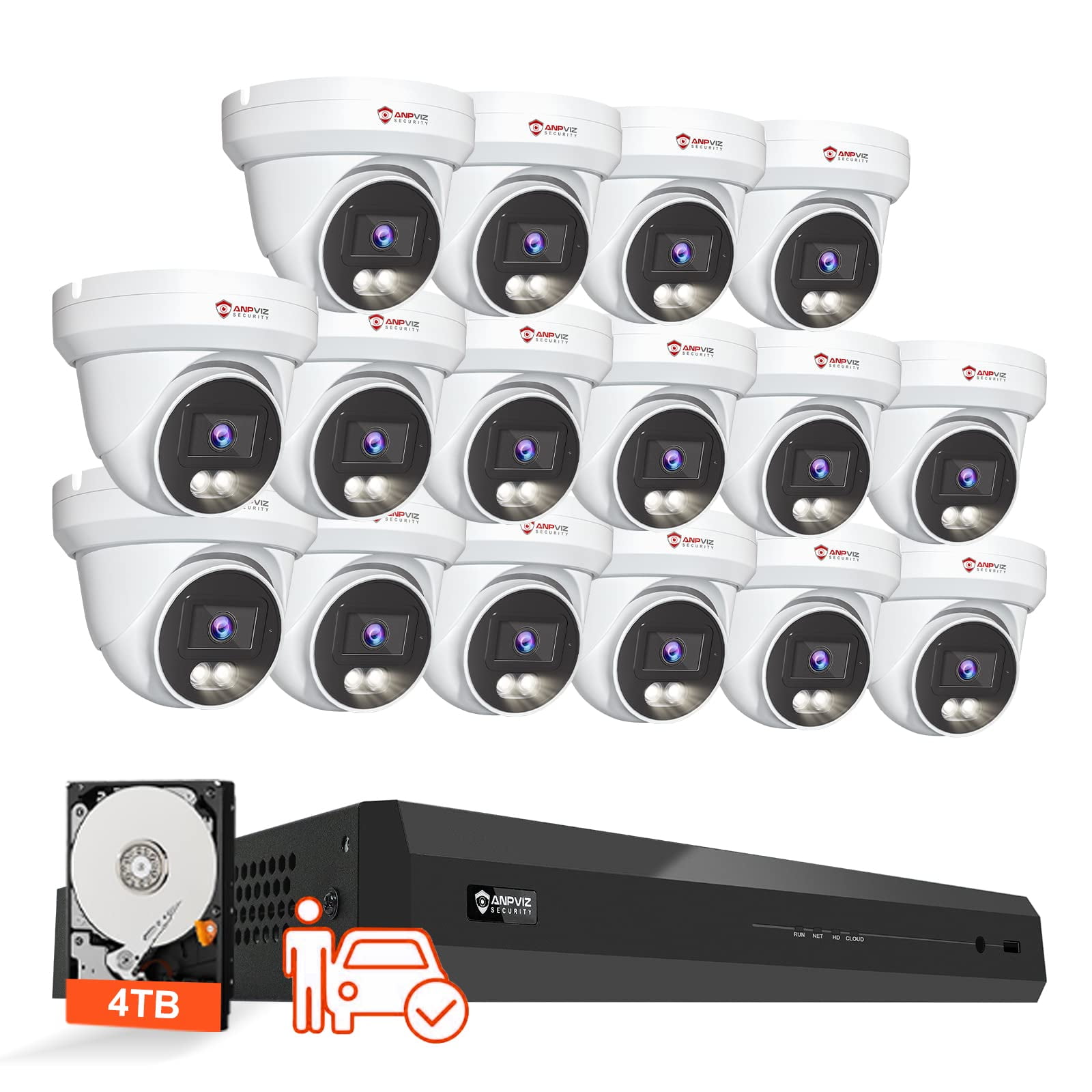 Anpviz 4K 16CH PoE Security Camera System, 16 Outdoor Waterproof 8MP IP Cameras with 4TB HDD for ...