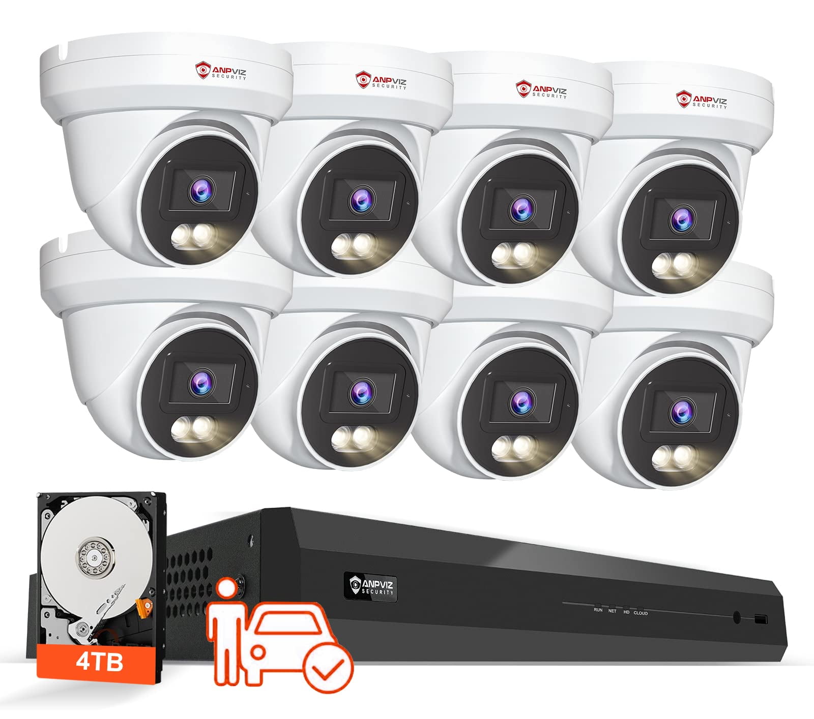 Anpviz 4K 16CH PoE Security Camera System, 8pcs Wired 8MP PoE IP ...
