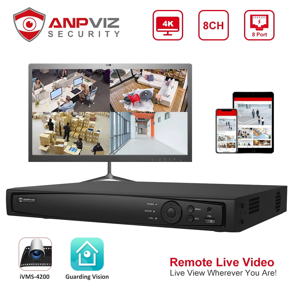Anpviz 4K 8CH PoE Network Video Recorder NVR, Embedded Plug & Play for 24/7 Video Recording ...