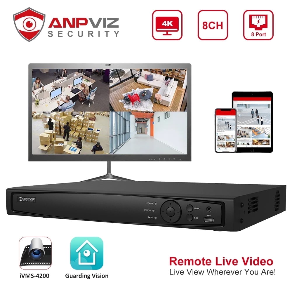 Anpviz 4K 8CH PoE Network Video Recorder NVR, Embedded Plug & Play for 24/7 Video Recording ...
