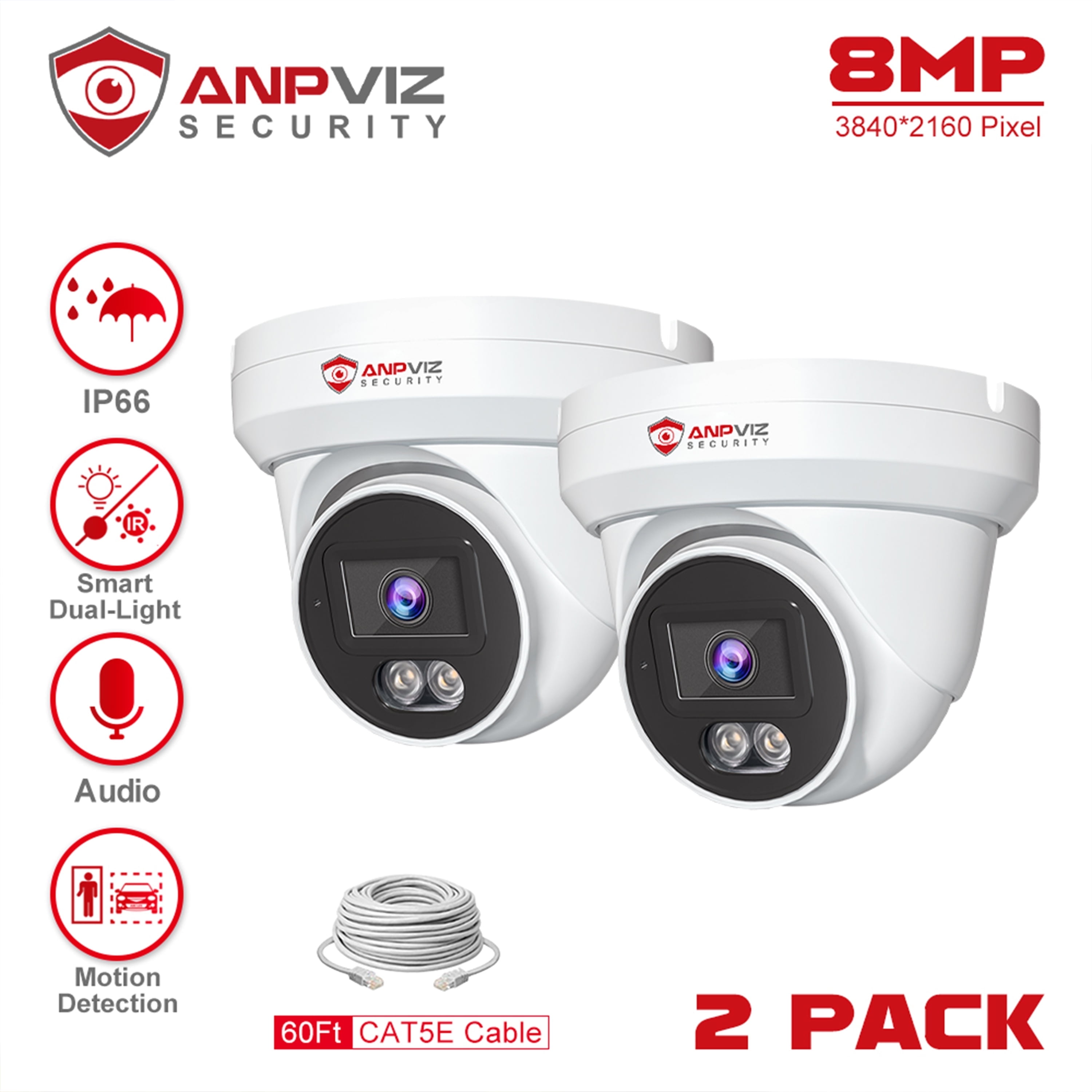 Anpviz 4K PoE Camera Turret 8MP IP Camera Outdoor, PoE Security Cameras ...