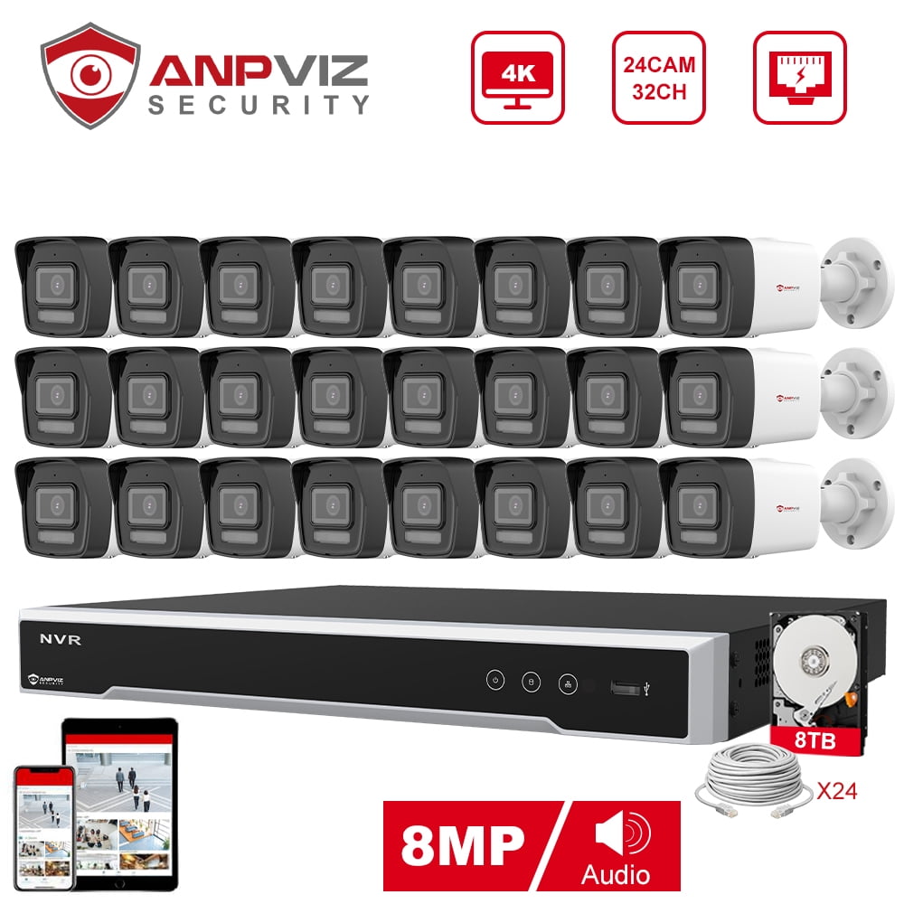 Anpviz 8CH 4K 8MP PoE Home Security Camera System, H.265+ NVR AI CCTV ...