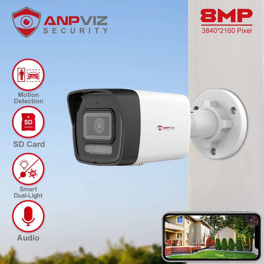 Anpviz 8MP POE IP Bullet Camera Outdoor 24/7 ColorVU 30m CCTV Video ...