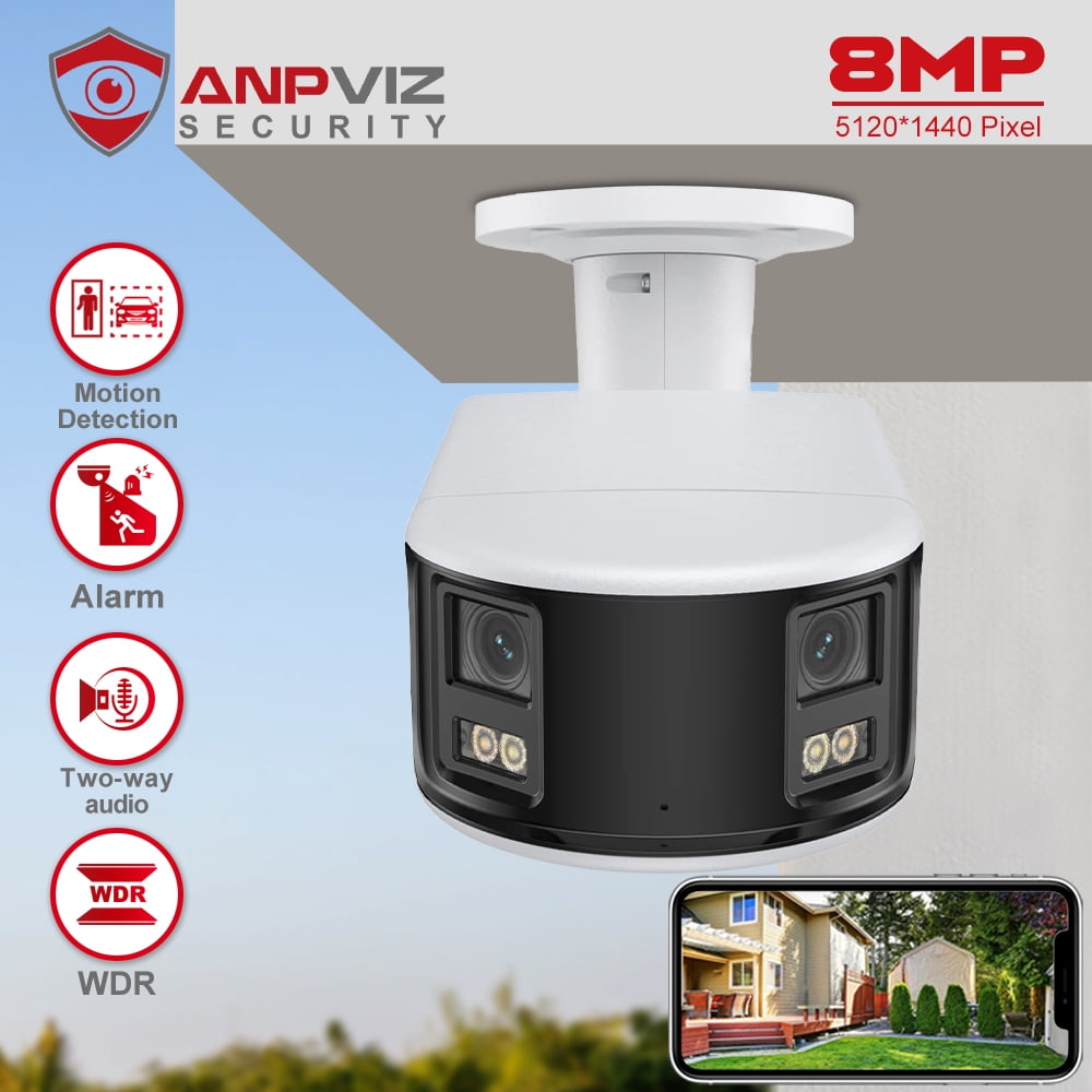 Anpviz 8MP PoE Dual-Lens Bullet Security Camera, Panoramic 180°Ultra ...