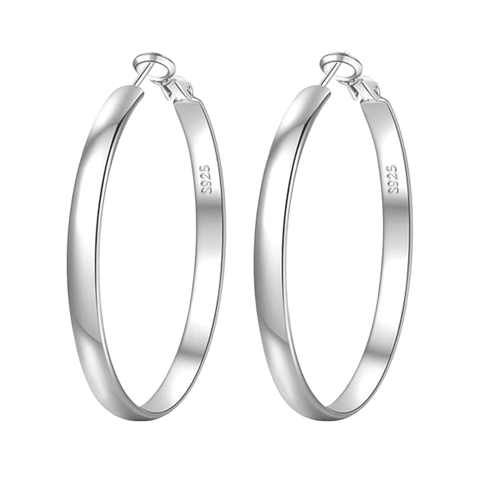 Anqbci 1 Pair Hoop Earrings Geometric Design High Brightness Circle ...