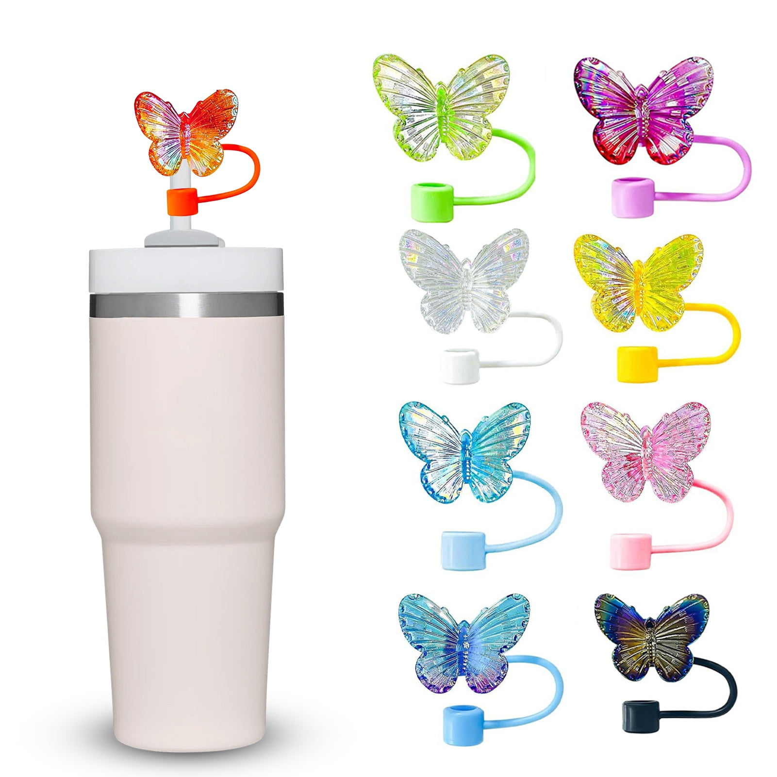 Anqbci 2Pcs Butterfly Straw Covers 10mm Straw Topper for 30/40 Oz ...