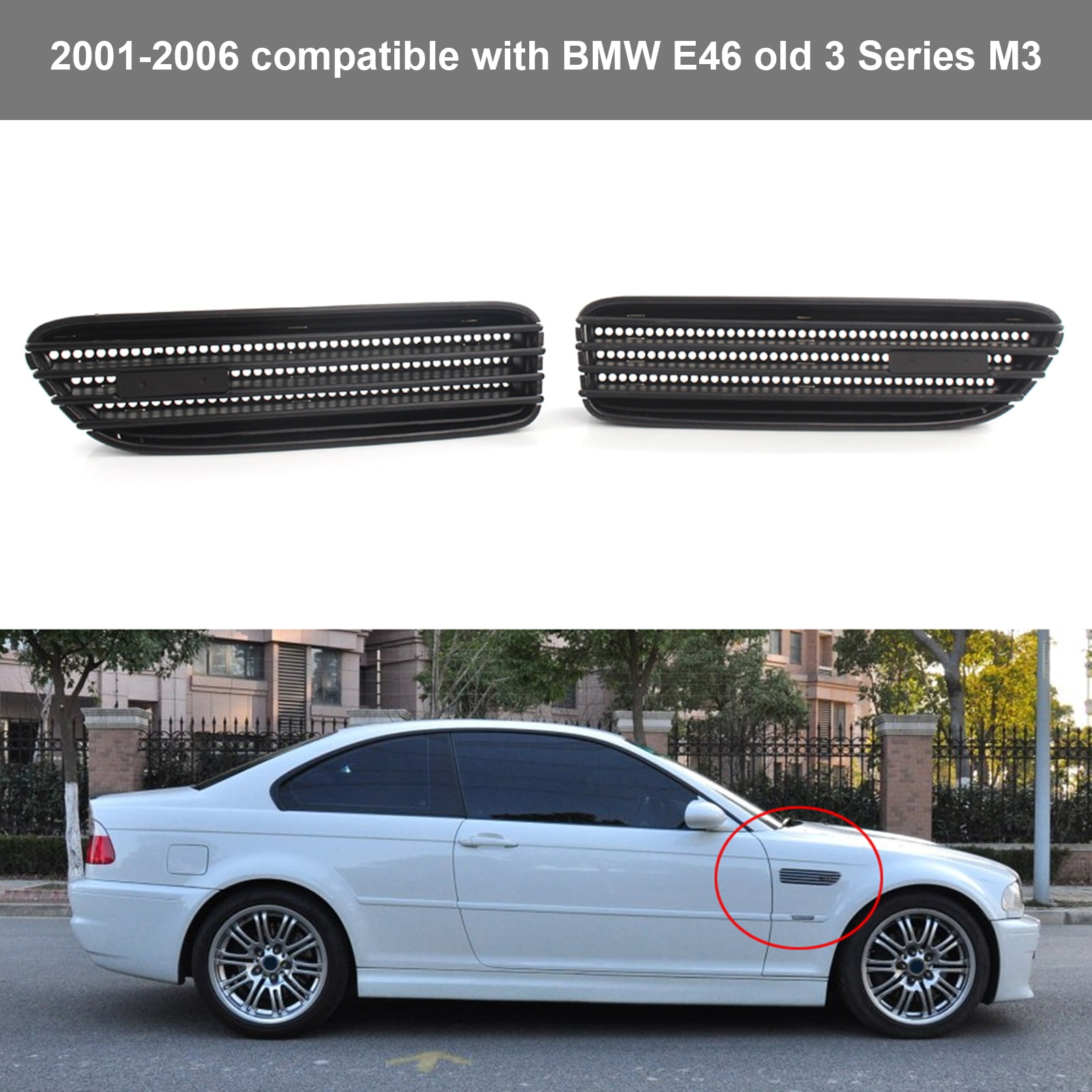 Anqbci 2Pcs Side Fender Vent Grill Anti-corrosion Perfect Match ABS ...