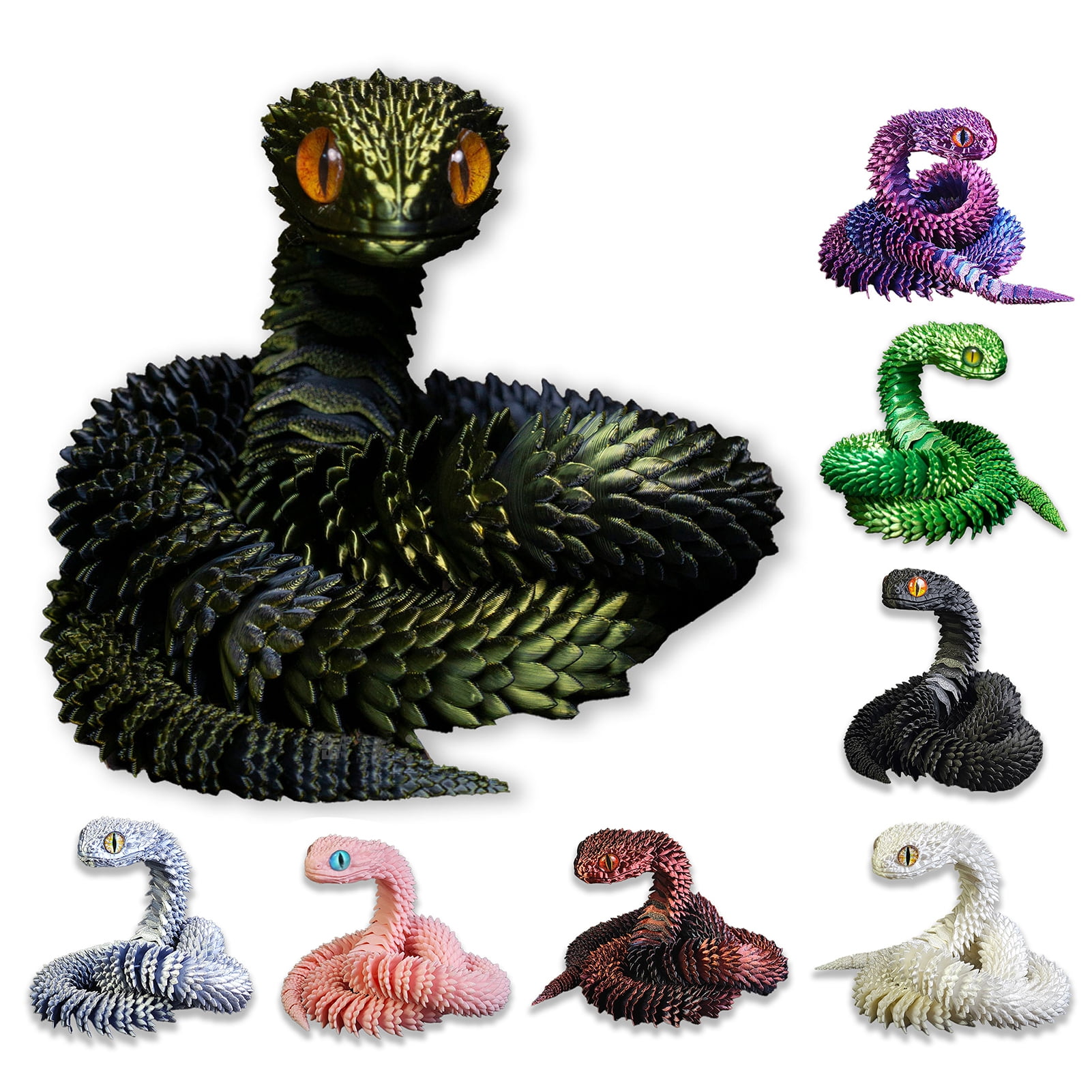 Anqbci 3D Printed Snake Figurine Movable Joints Snake Figure ...