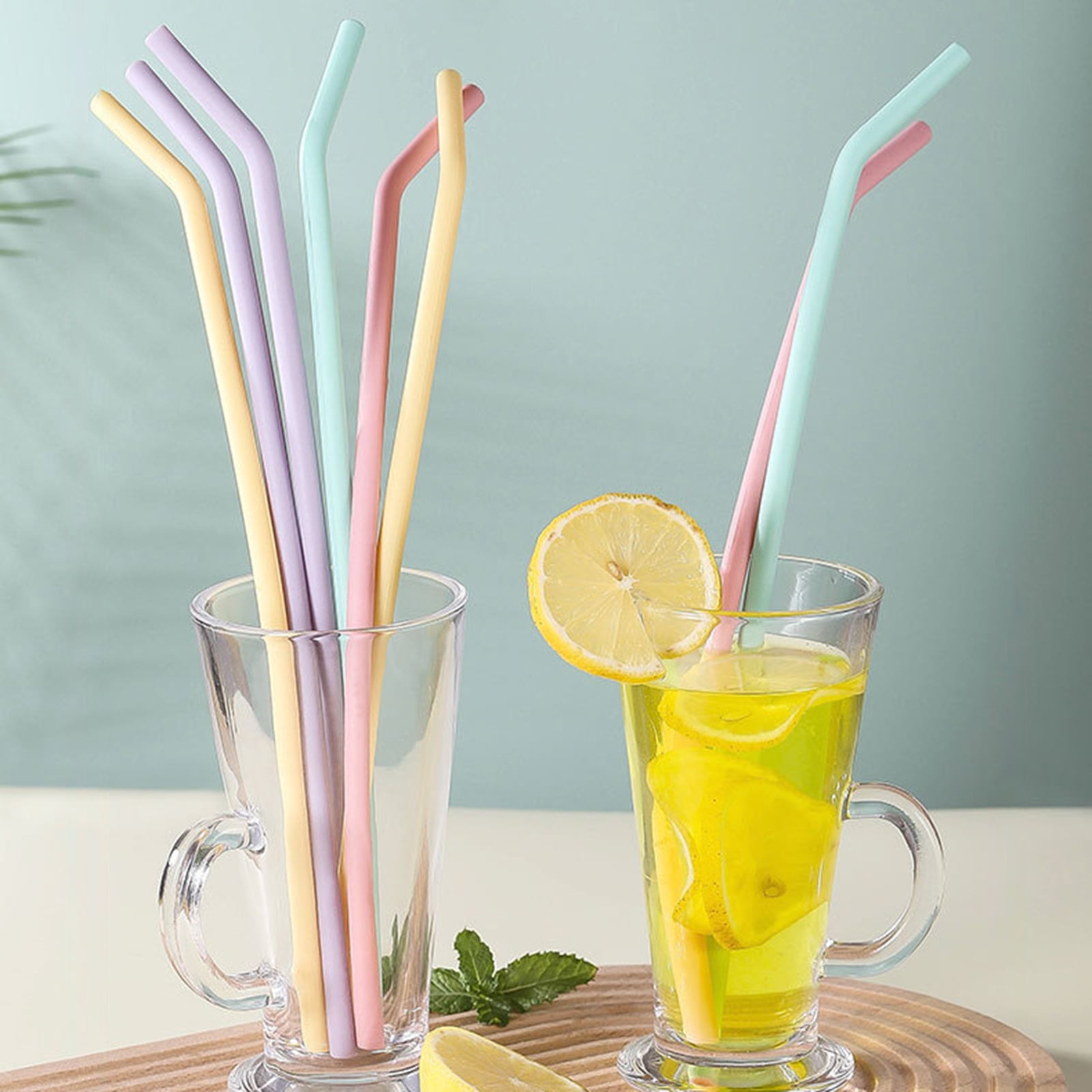 Anqbci 4Pcs Reusable Silicone Straws Set Easy to Clean Bend Colorful ...