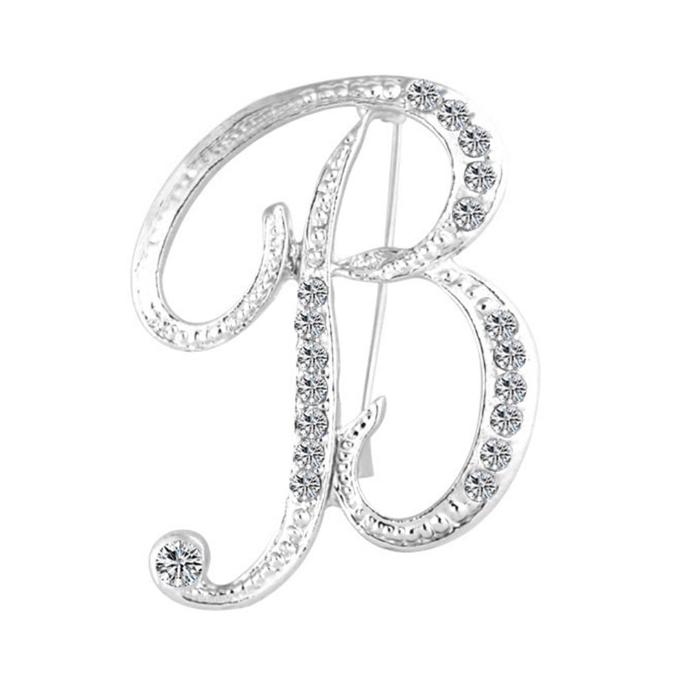 Anqbci Alphabet Letter Brooch Pin A-Z, Sparkling Rhinestone Initial ...
