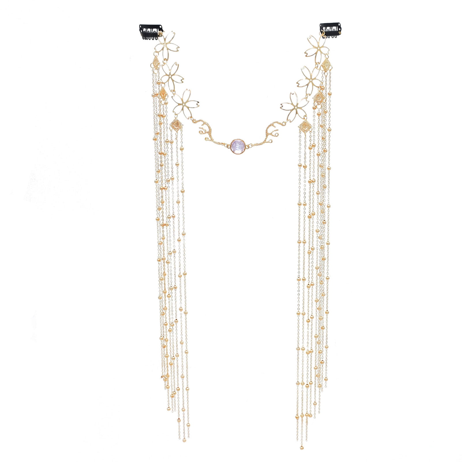 Anqbci Bridal Headwear Water Drop Shape Shining Long Tassel Rhinestone ...