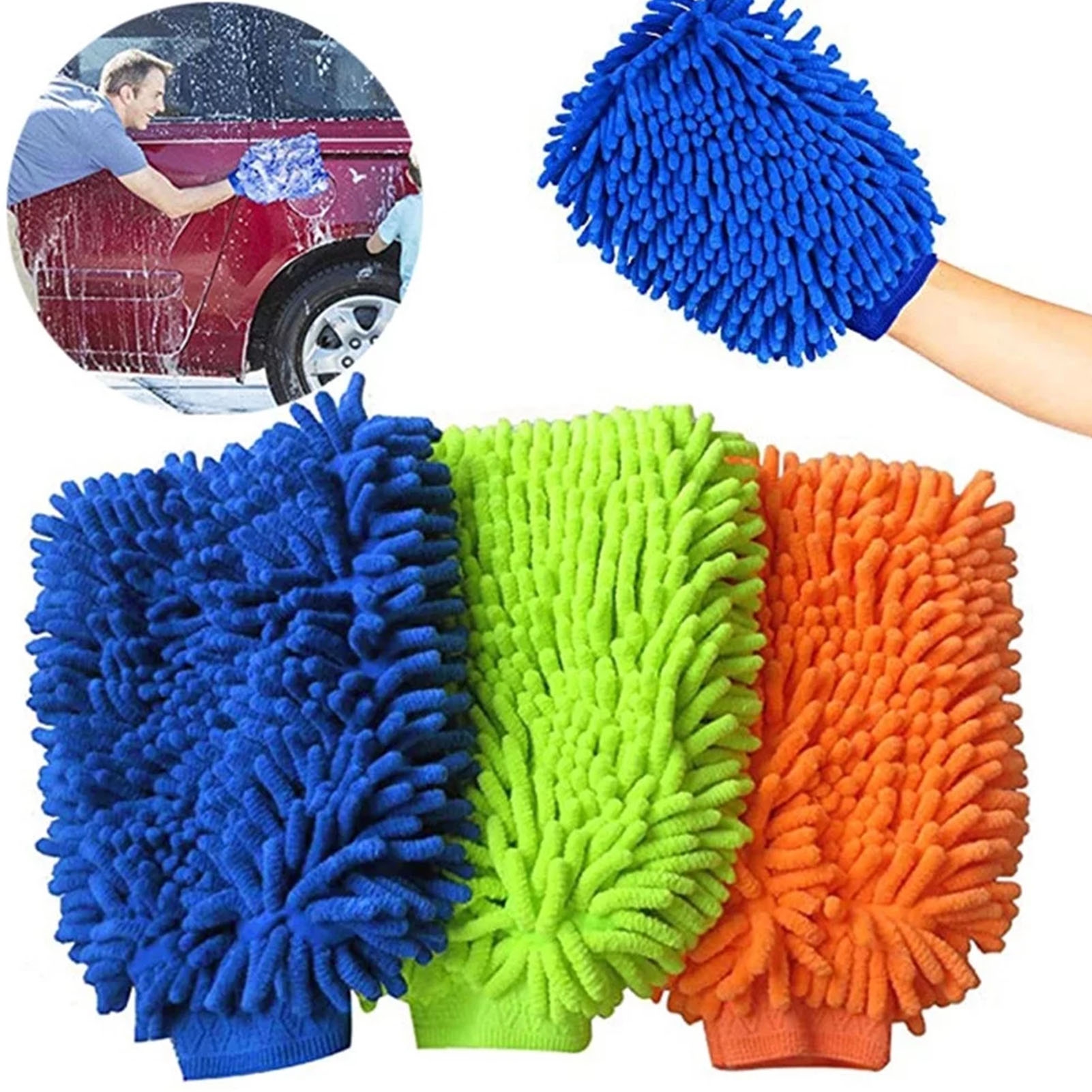 Anqbci Car Wash Mitt Lint Free Highly Absorbent High-Density Dirt ...