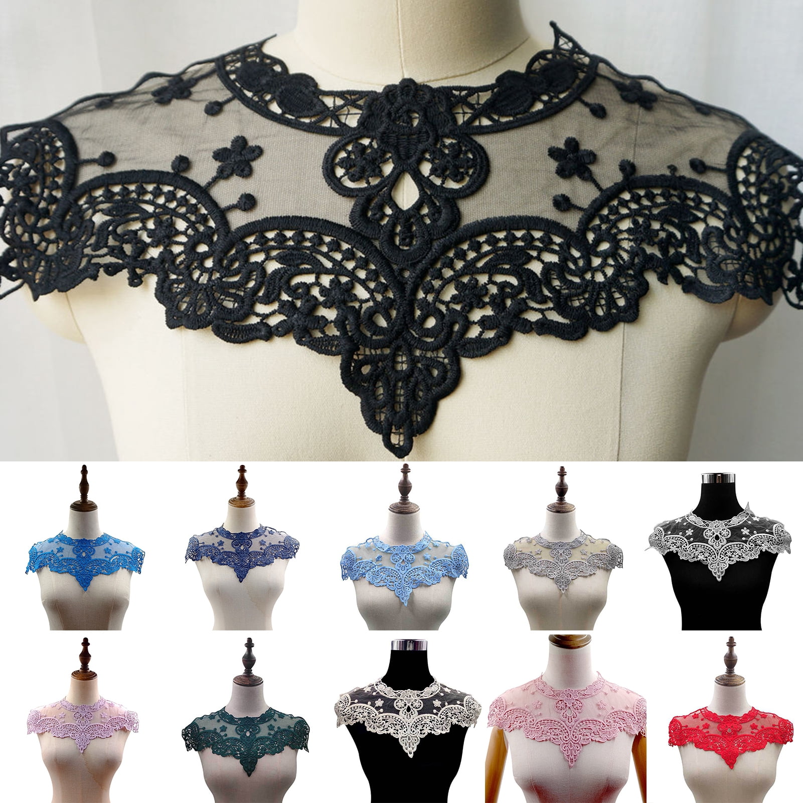 Anqbci Lace Fake Collar Hollow Embroidery Elastic Detachable Breathable ...