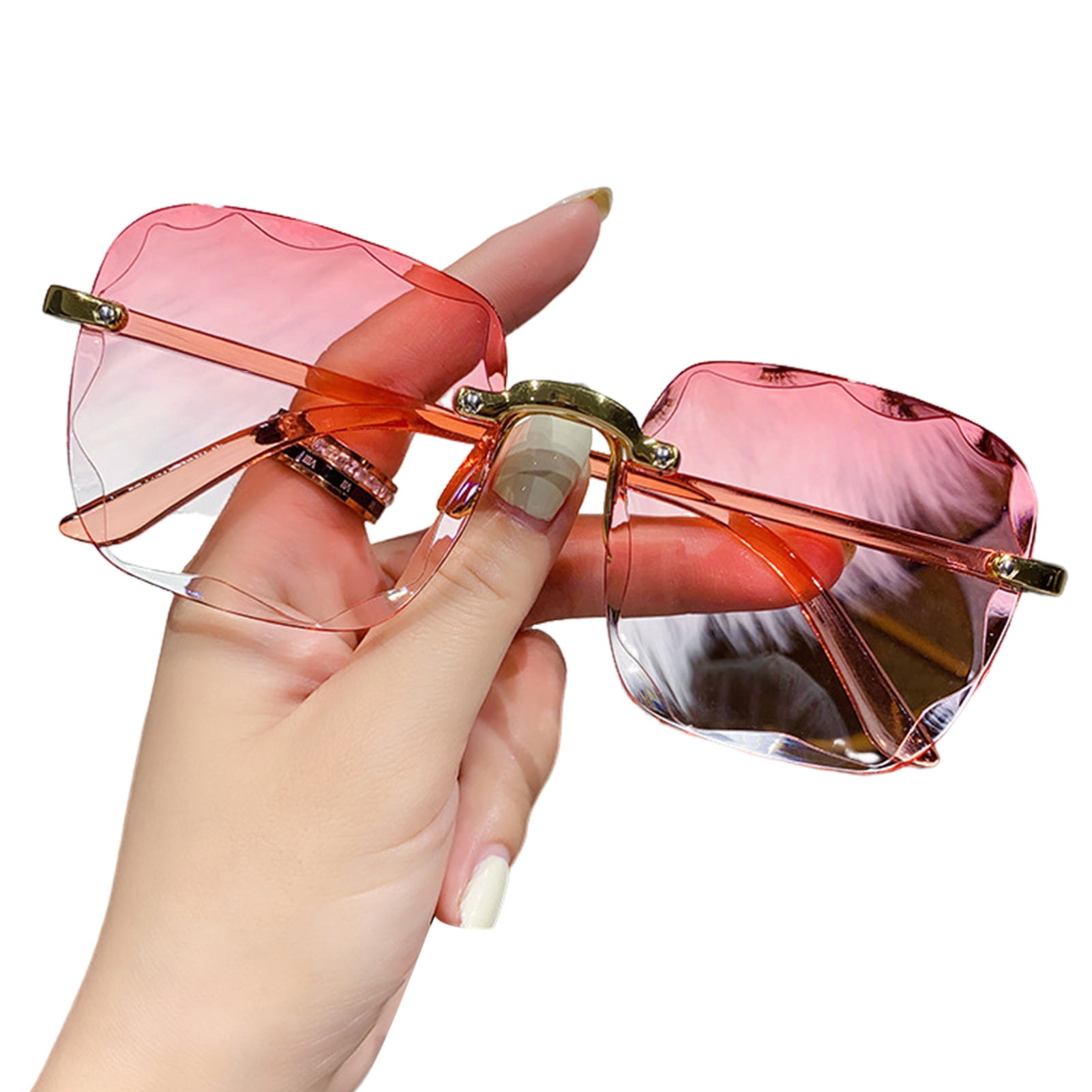 Anqbci Lady Sunglasses - Eye Protection, Rimless Gradient Color ...