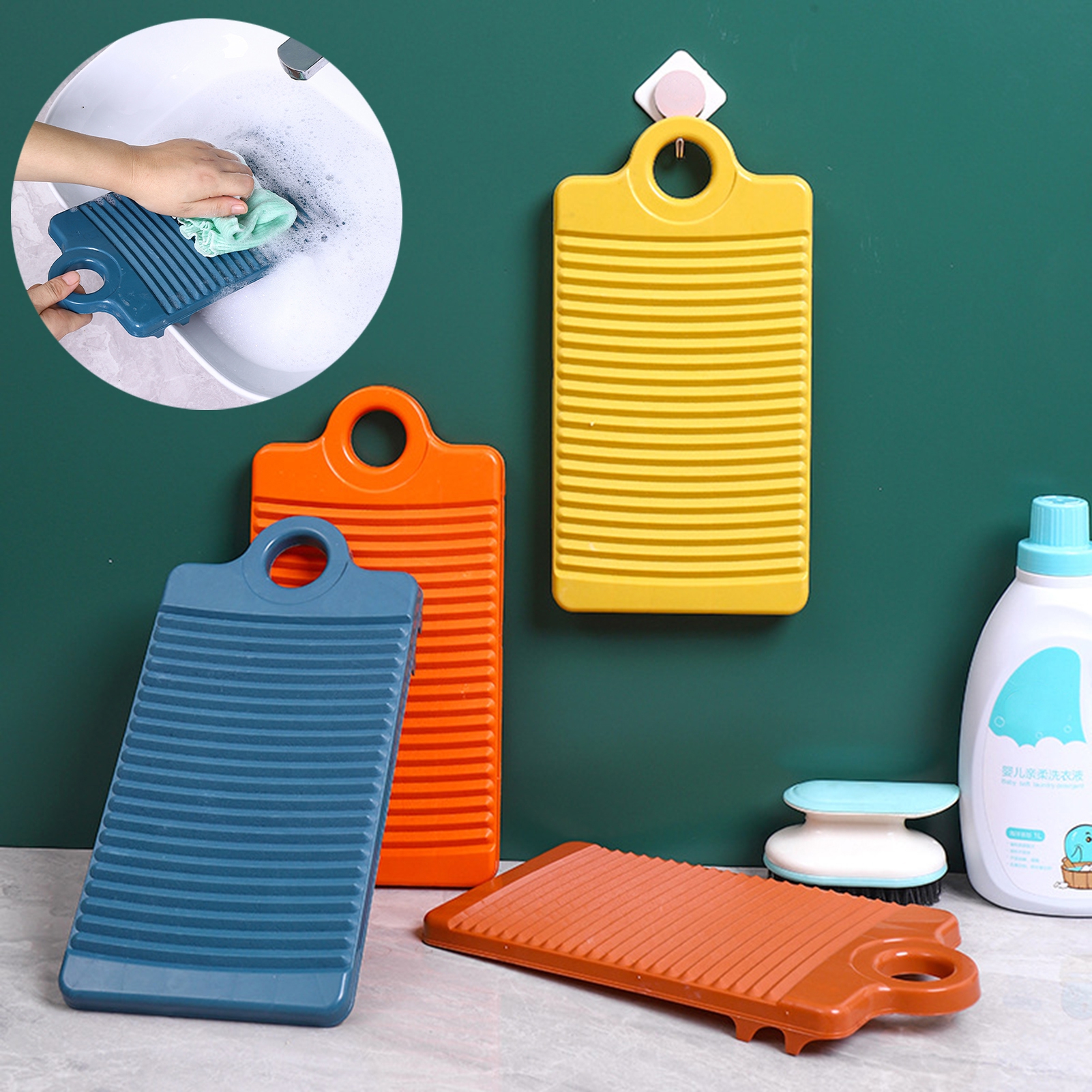 Anqbci Mini Washing Board Wavy Stripe Hanging Hole Anti-slip Thickened ...