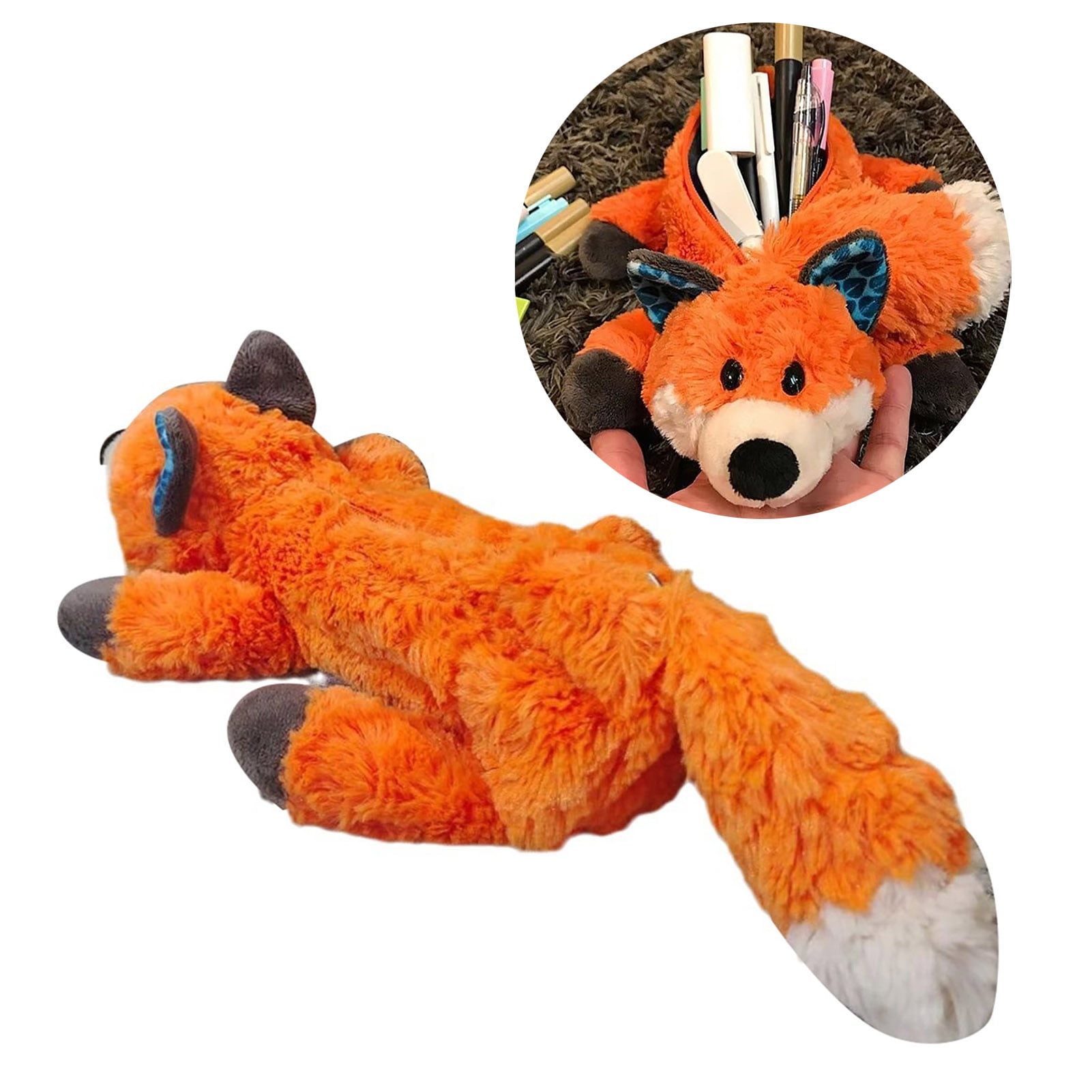 Anqbci Pencil Case Cartoon Fox Shape Large Capacity Student Stationery ...