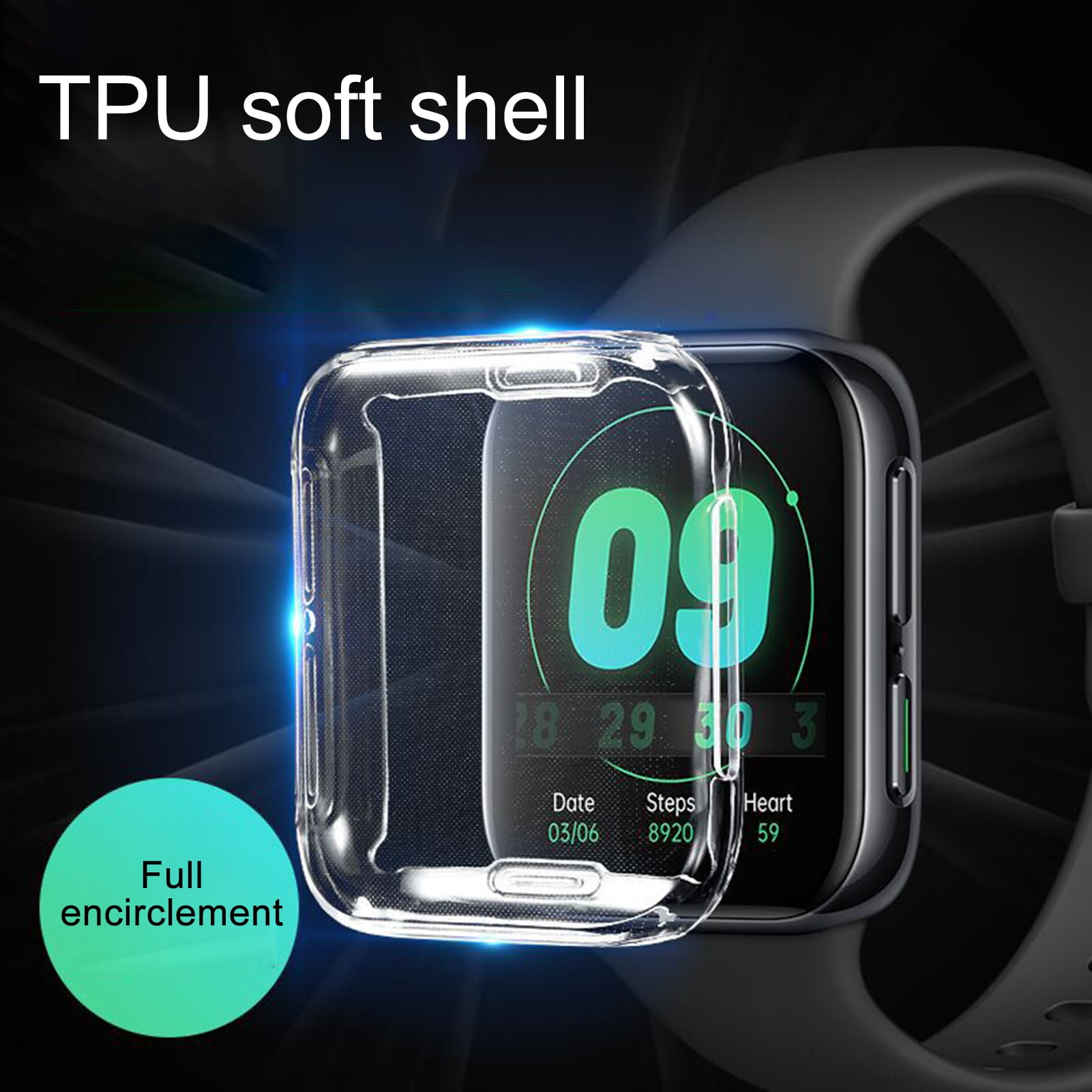 Anqbci Protective Case Clear Full Coverage Transparent 41mm/46mm Soft ...