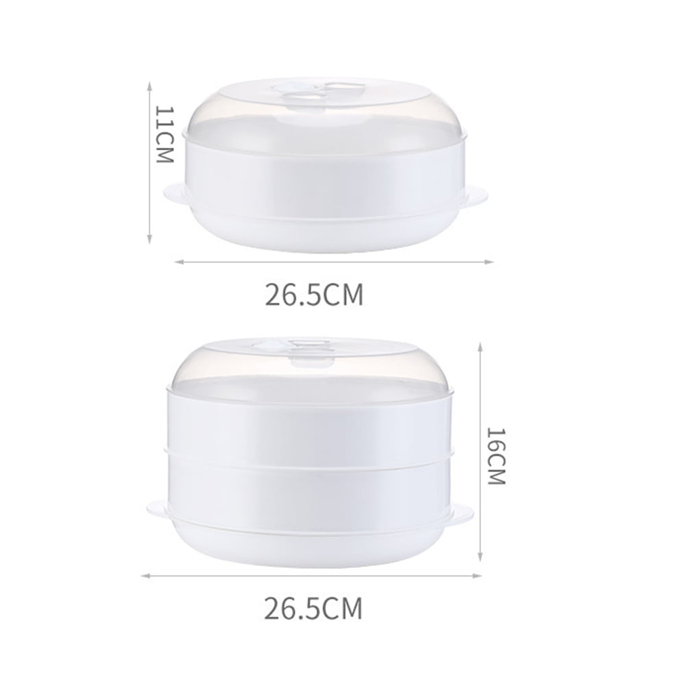 Anqbci Round Single/Double Tier Microwave Food Steamer Kitchen Veggies Fish Cookware - Walmart.com