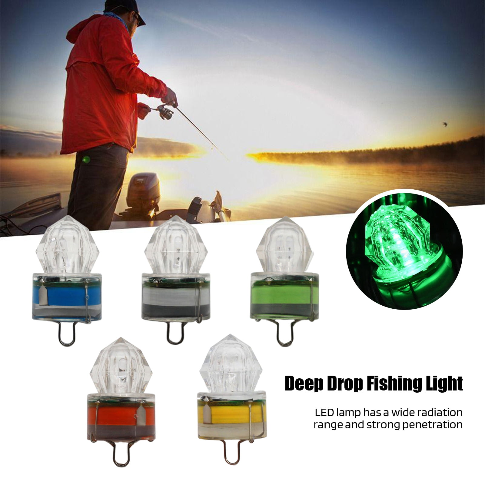 Anqbci Underwater Fishing Lamp Waterproof Colorful LED Fish Luring ...