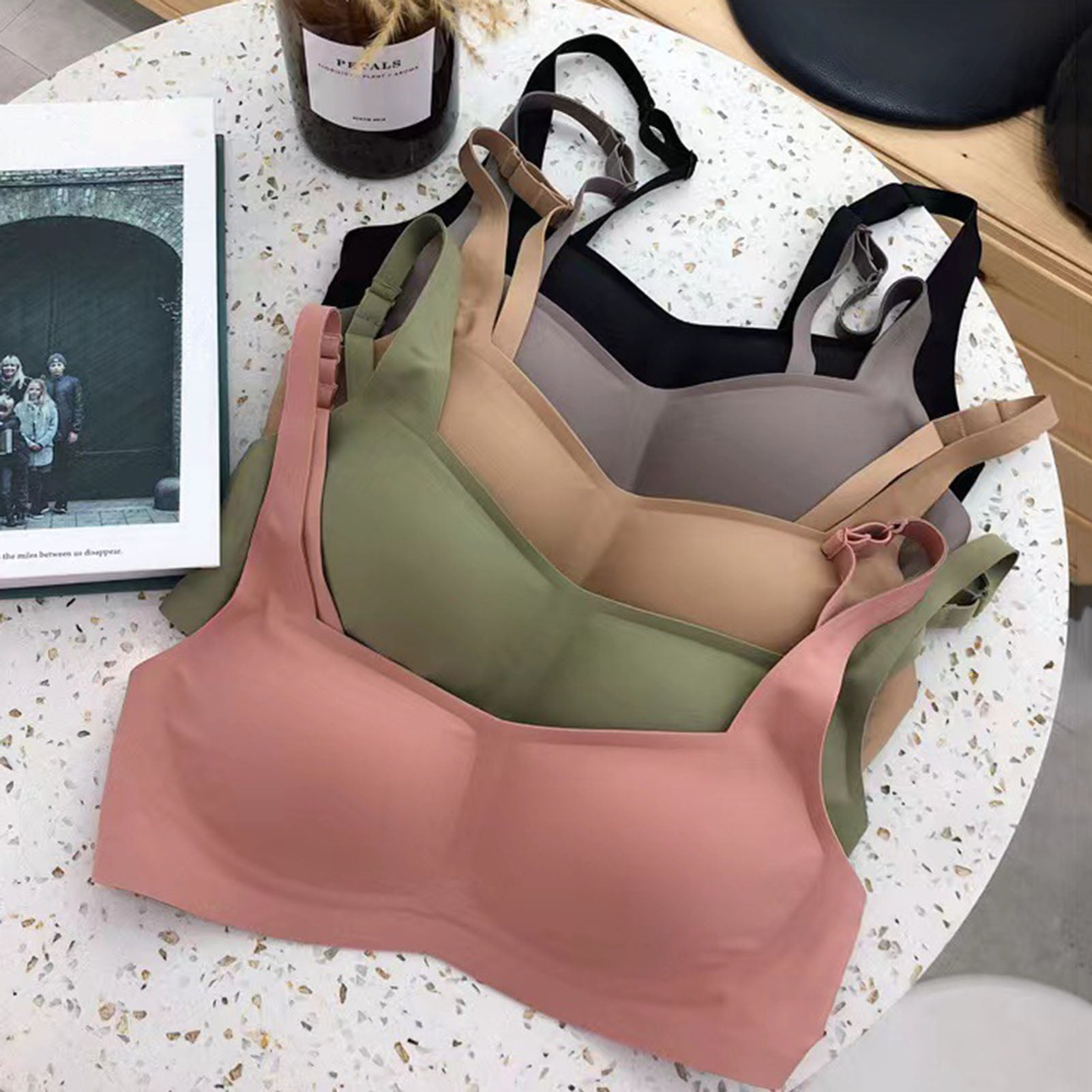 Anqbci Women Bra Seamless Push Up Elastic Anti-snagging Closure Square ...