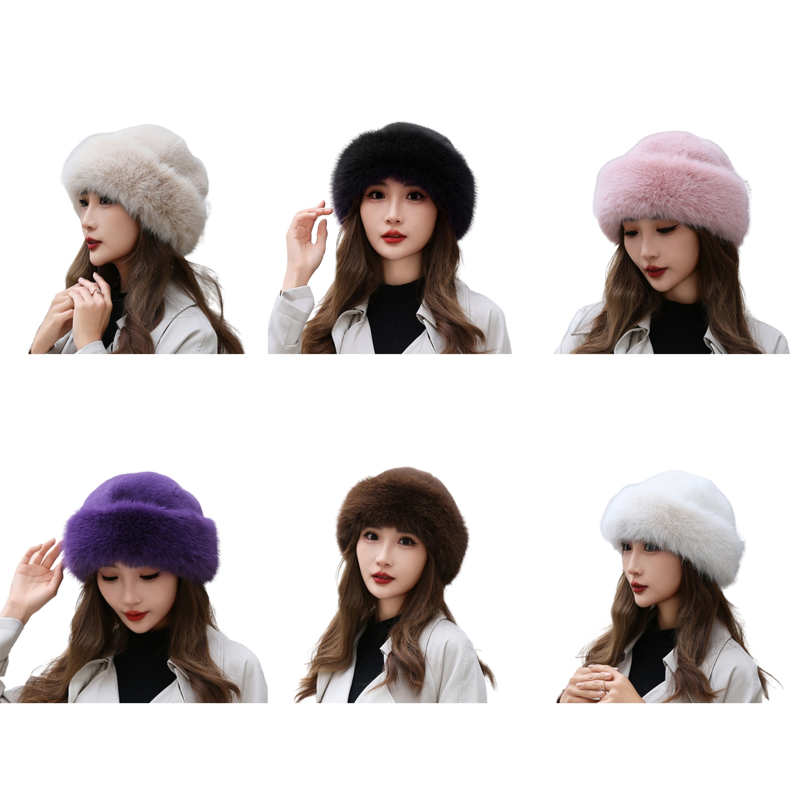 Anqbci Women Hat Fashionable Solid Color Winter Hat Thicken Warm Soft ...