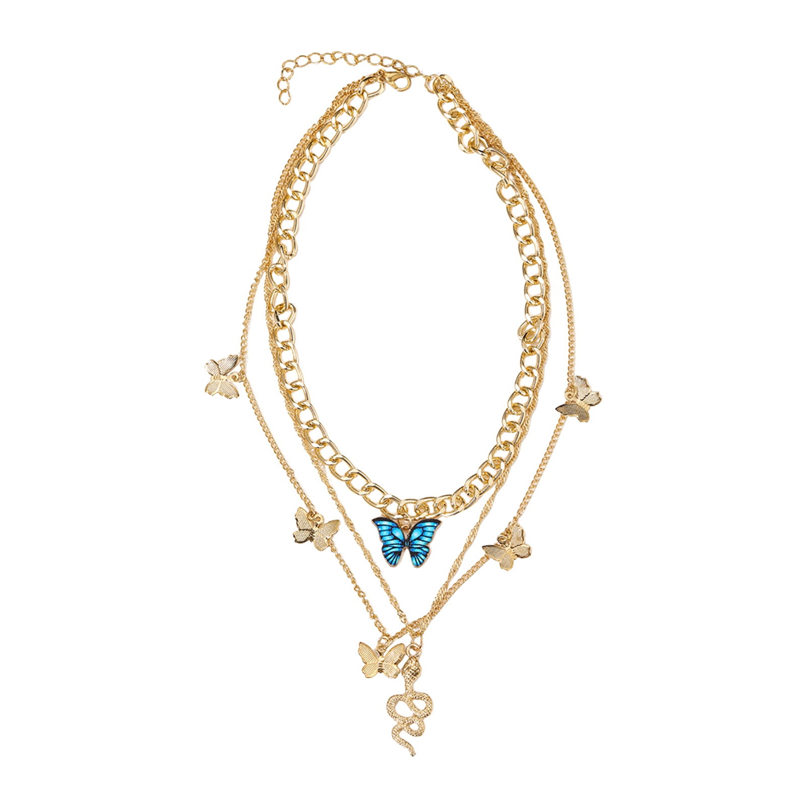 Anqbci Women Necklace Stacking Three-layered Hollow Chain Butterfly ...