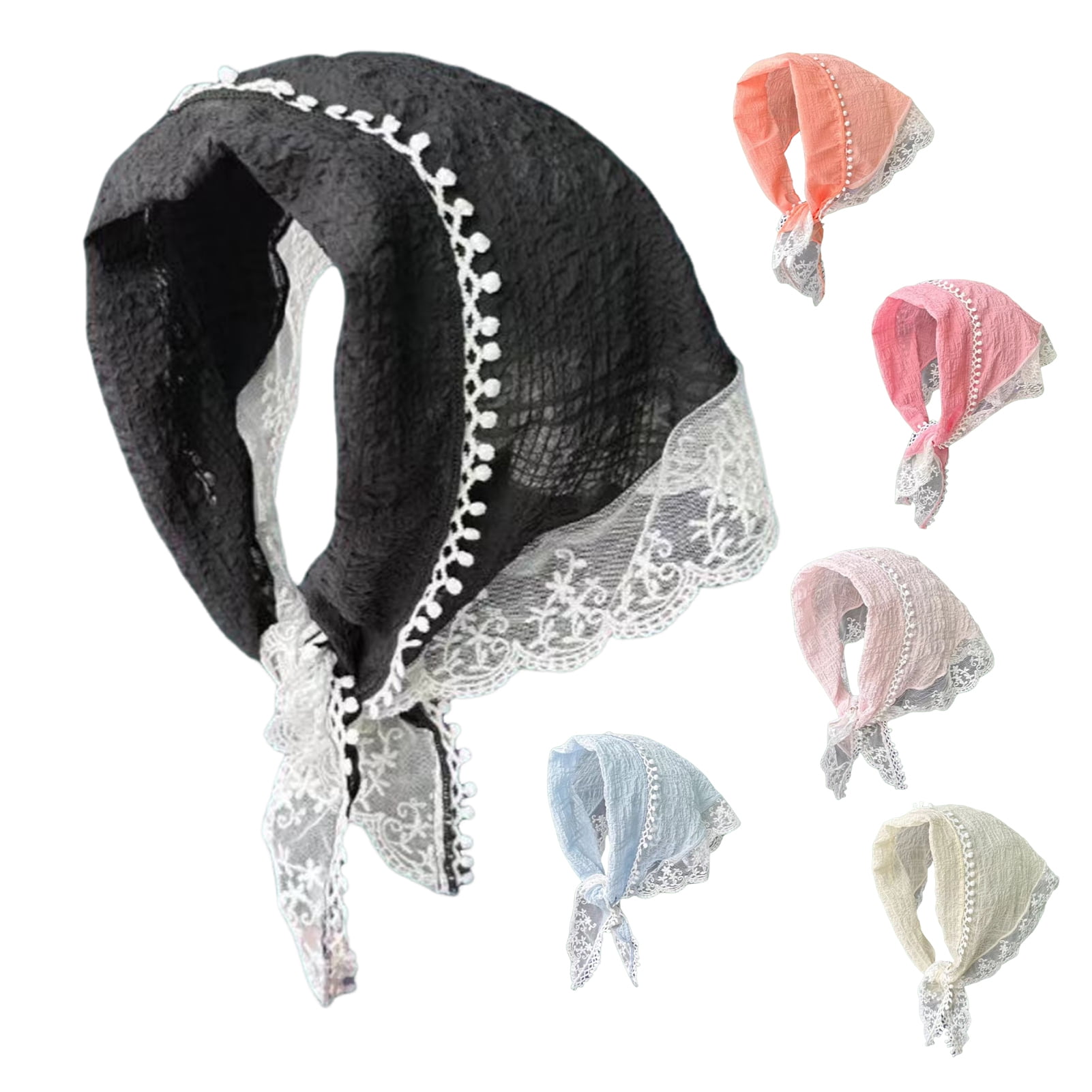 Anqbci Women Summer Scarf Triangle Lace Hairband, French Style Retro ...