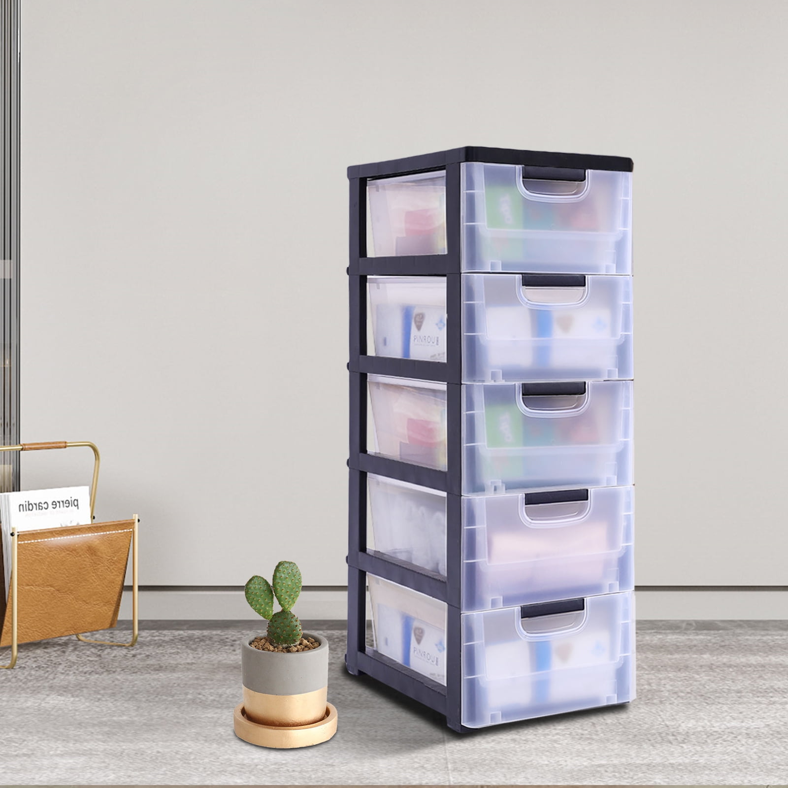 Anqidi Large Plastic Office Storage Cabinet with 5 Stackable ...