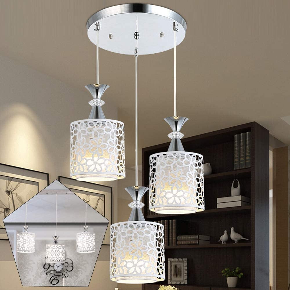 Anqidi 3 Lights Petal Chandelier, White Modern LED Pendant Lamp for ...