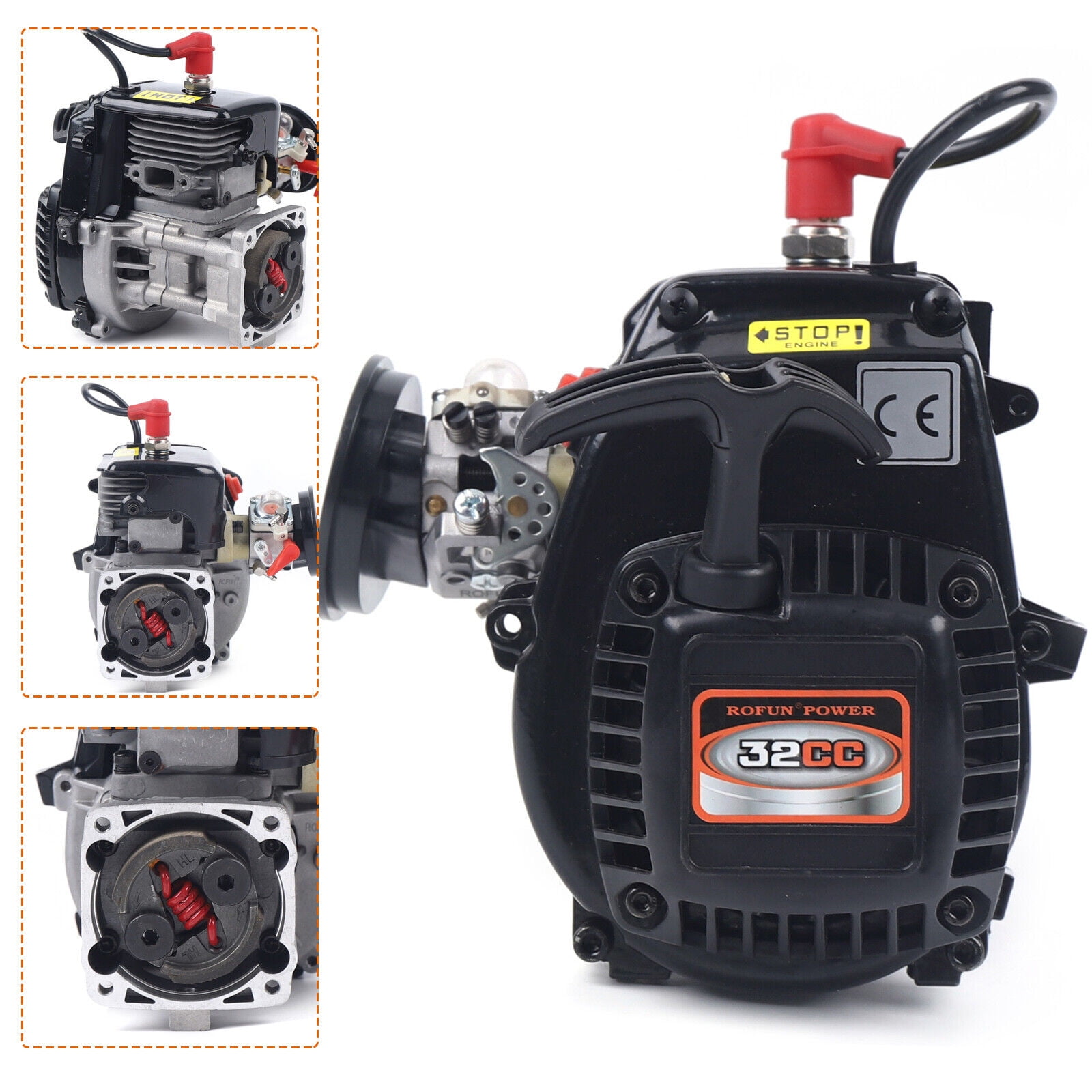 Anqidi 32CC 2-Stroke 4 Bolt Gas Engine, Air-cooled for 1/5 Redcat, HPI ...